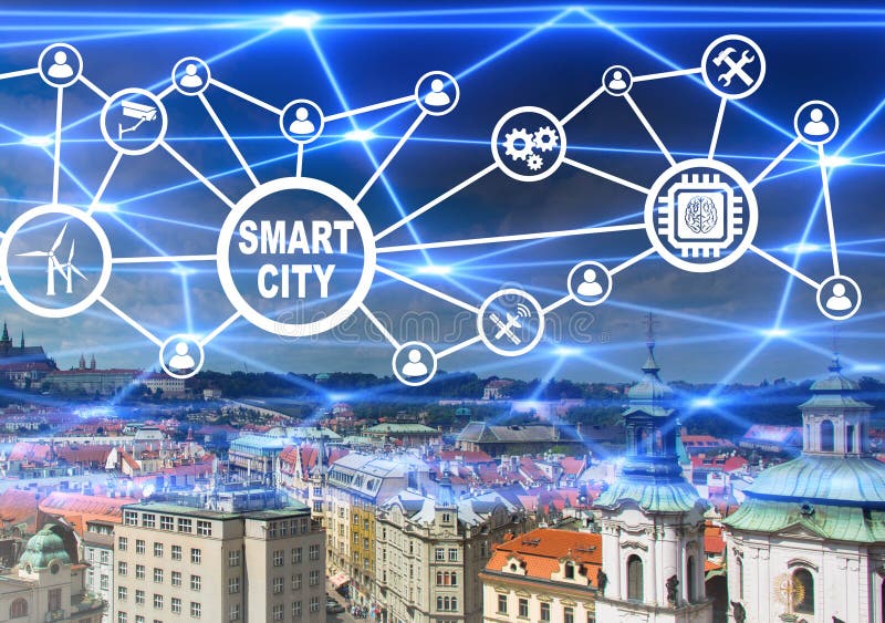 Concept of Smart City and Internet of Things Stock Photo - Image of ...