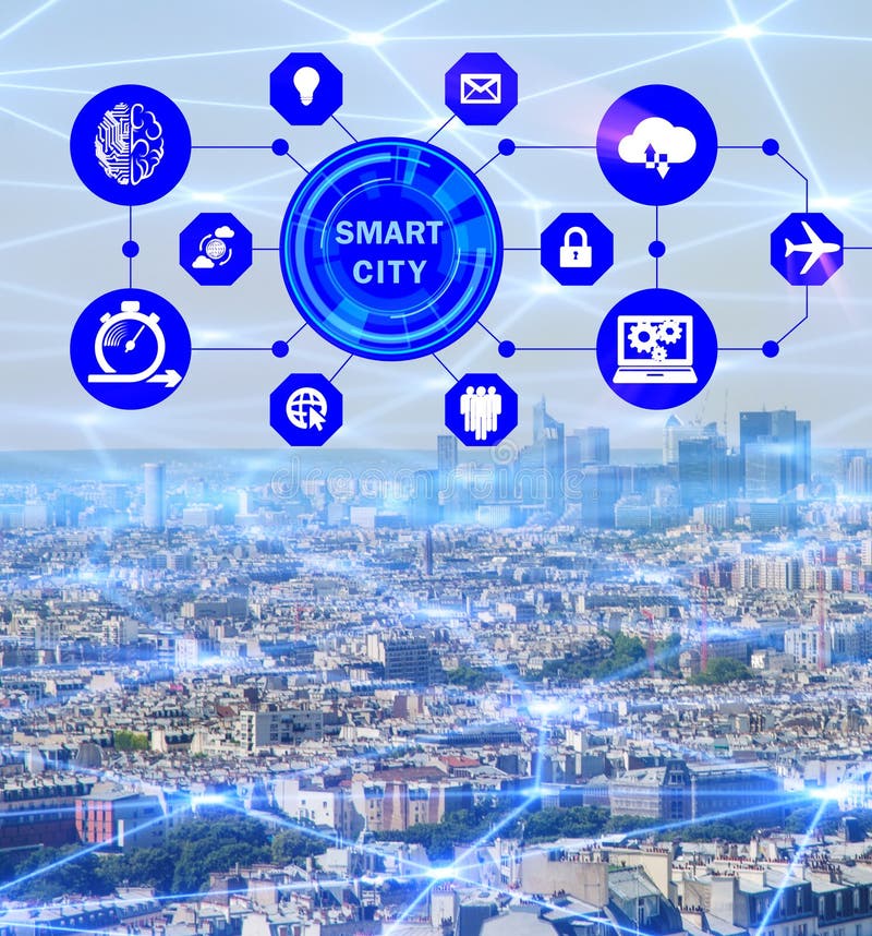 Concept of Smart City and Internet of Things Stock Photo - Image of ...