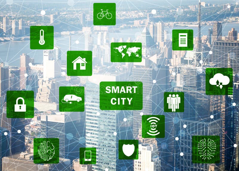 Concept of Smart City and Internet of Things Stock Image - Image of ...