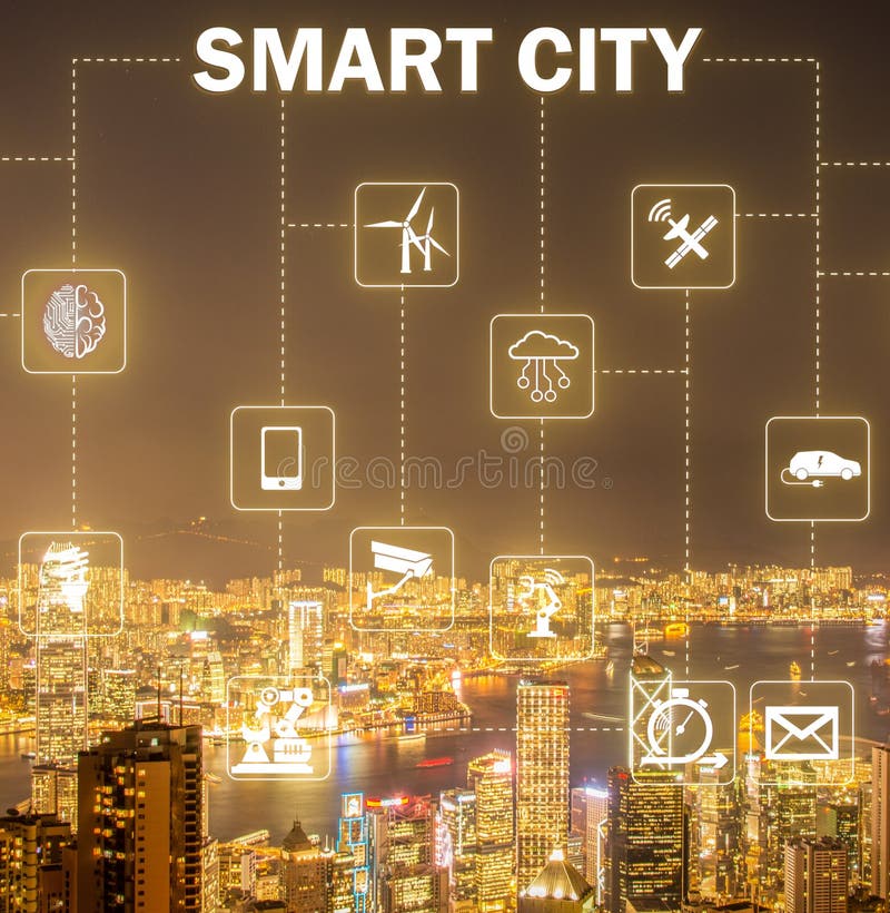 Concept of Smart City and Internet of Things Stock Image - Image of ...