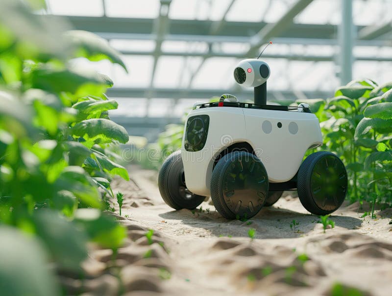 Concept Smart Robot Farmer on Agricultural Field Stock Illustration ...