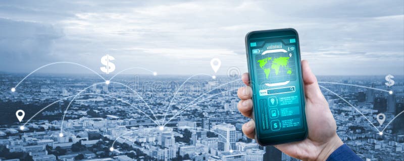 Concept with Smartphone with Modern Creative Telecommunication and ...