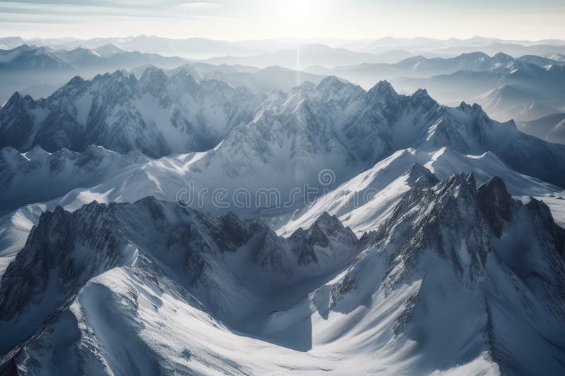 Snowy Mountain Range with Icy Peaks. Generative AI Stock Illustration ...