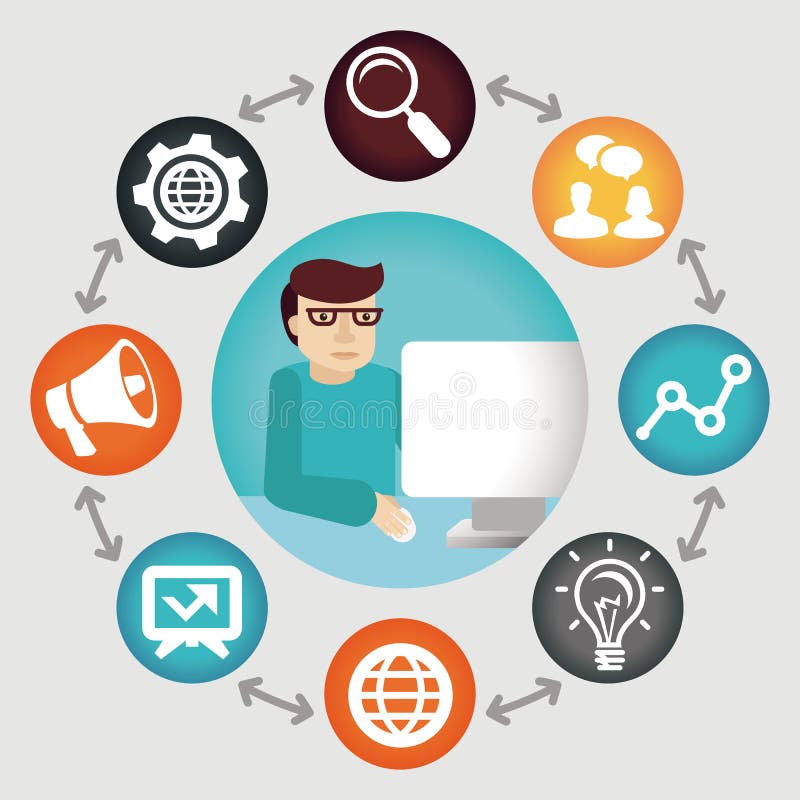 Concept Social De Media De Vecteur - Chef De Projet Illustration de ...