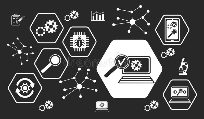 Concept of Software Testing Stock Illustration - Illustration of code ...