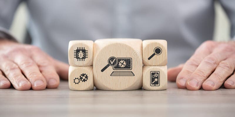 Concept of Software Testing Stock Image - Image of cube, application ...