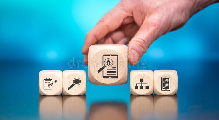 Concept of Software Testing Stock Image - Image of technology, wooden ...
