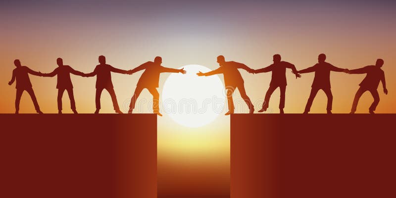 Concept of Solidarity with Men Who Try To Overcome an Obstacle by ...