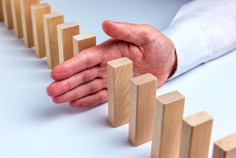 Concept For Solution To A Problem By Stopping The Domino Effect Stock ...
