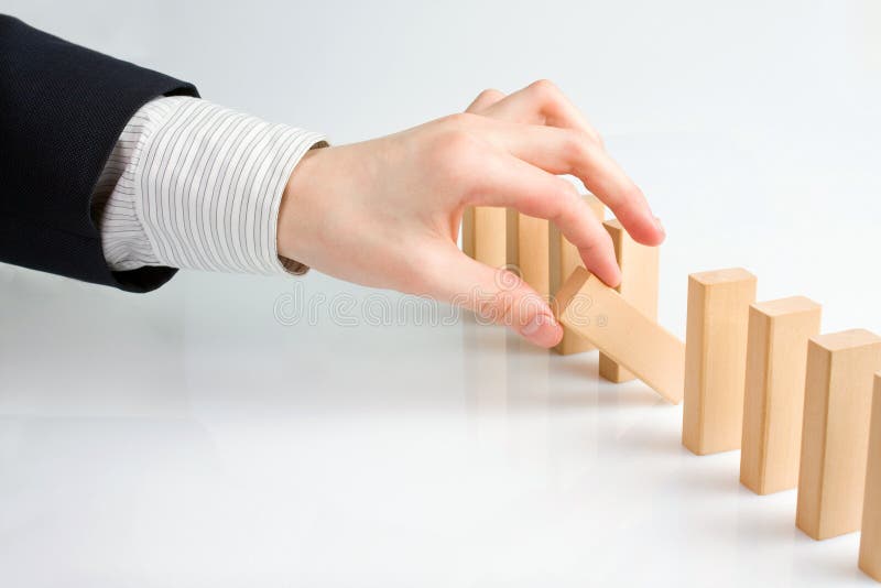 Hand Stopping Domino Effect Stock Image - Image of continuity, reaction ...