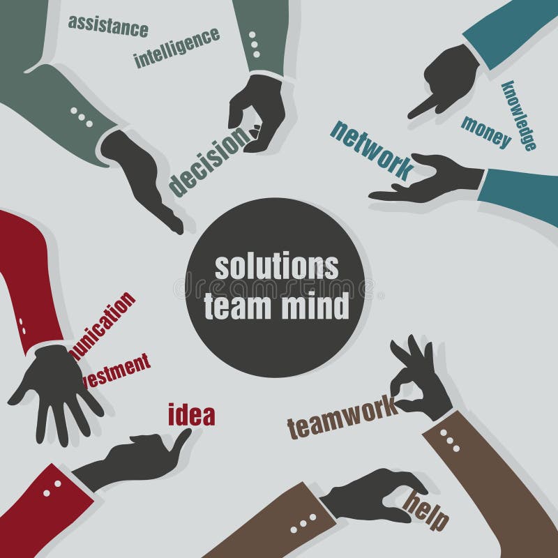 Team Mind Map with Business Symbols on Blue Background Stock Vector ...