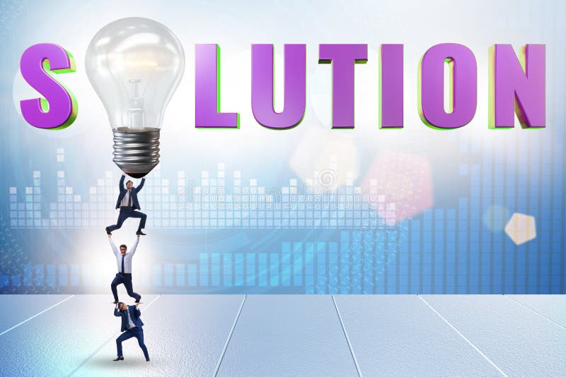 Concept of Soluton with Businessman and Lightbulb Stock Photo - Image ...