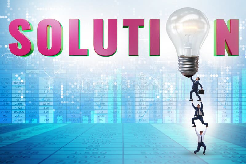 Concept of Soluton with Businessman and Lightbulb Stock Photo - Image ...