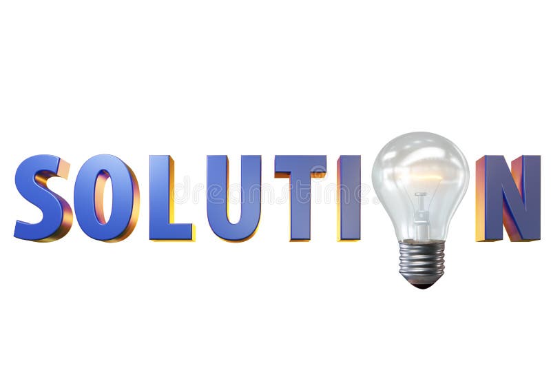 Concept of Soluton with Light Bulb-3d Rendering Stock Illustration ...