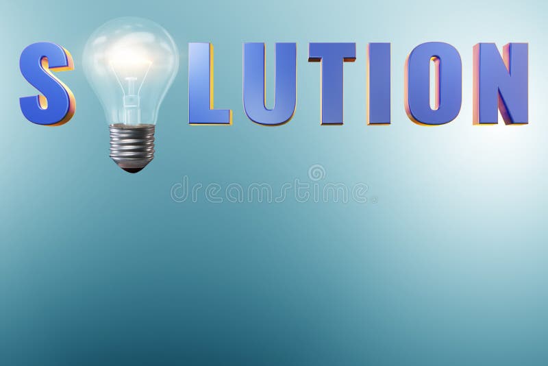 Concept of Soluton with Light Bulb-3d Rendering Stock Illustration ...
