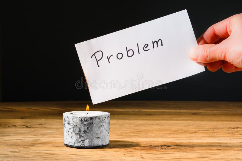 Concept Solve Probem by Burning Text Stock Image - Image of black ...