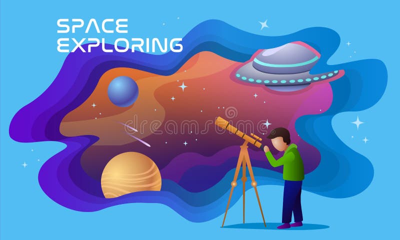Concept of space exploring stock vector. Illustration of child - 202497933