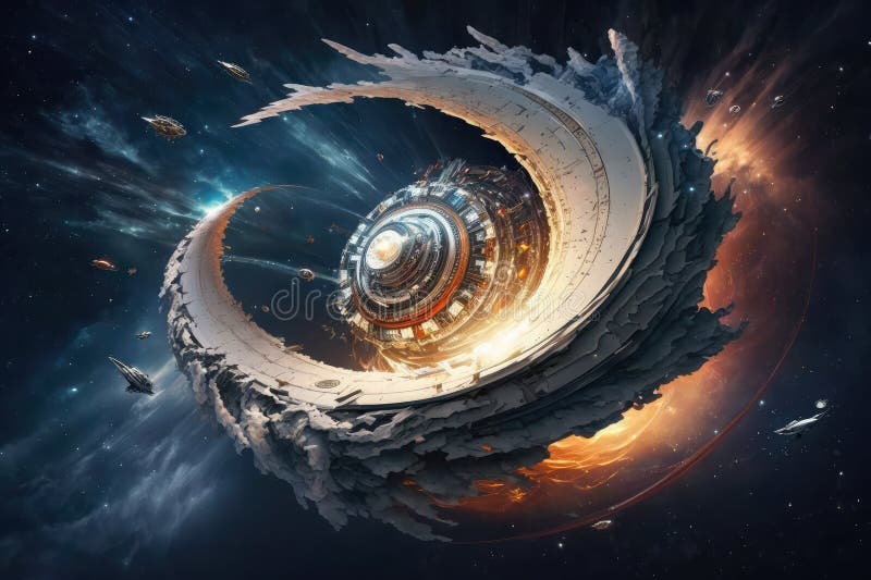 Concept Spaceship Approaching a Breathtaking Spiral Galaxy with a ...