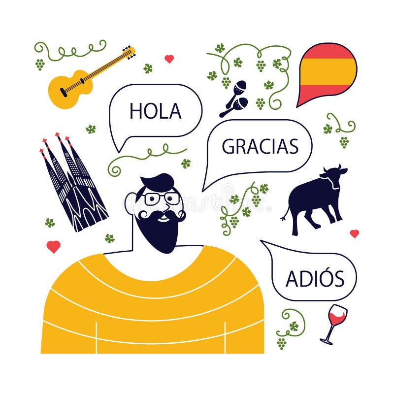 Concept of Spanish Language Course Stock Illustration - Illustration of ...
