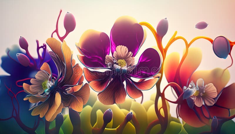 Spring - Abstract Flowers Flow Together with Colors, Gradient ...