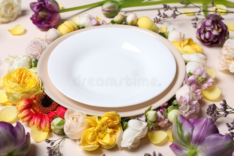 Concept of Spring Season Beautiful Table Setting Stock Image - Image of ...