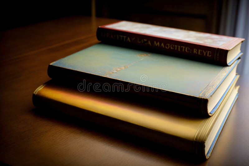 A Stack of Books Sitting on Top of a Wooden Table. Generative AI Stock ...