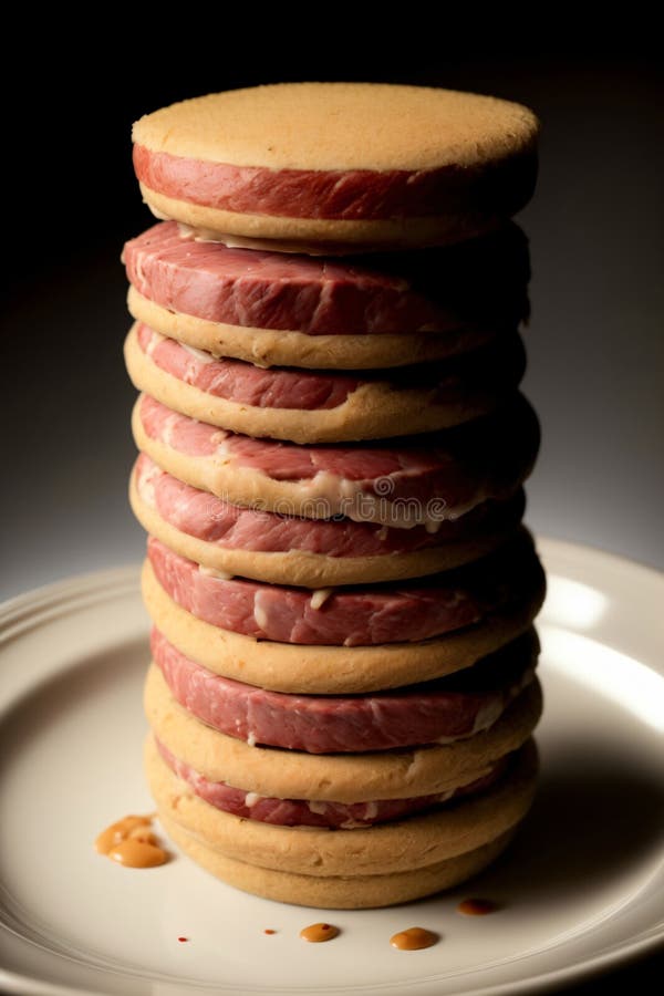 A Stack of Food Sitting on Top of a White Plate. Generative AI Stock ...