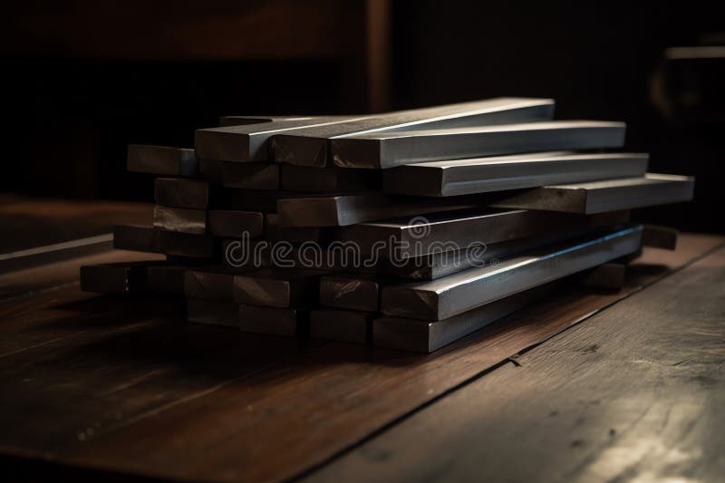 A Stack of Metal Bars Sitting on Top of a Table. Generative AI Stock ...