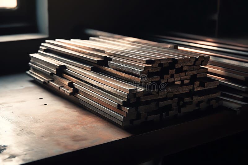 A Stack of Metal Bars Sitting on Top of a Table. Generative AI Stock ...