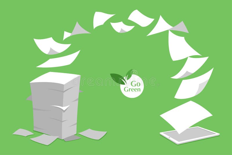 Go Green Go Paperless Vector Design Stock Illustration - Illustration ...