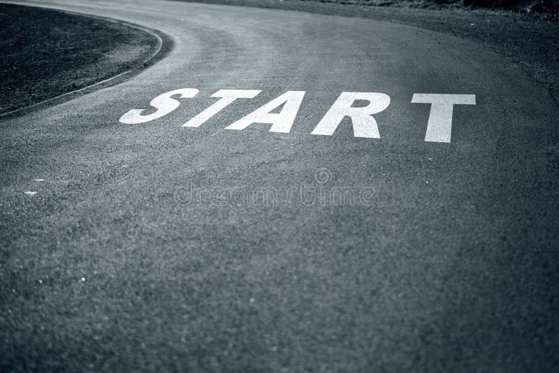 Concept Start Line on the Asphalt Road Stock Photo - Image of road ...