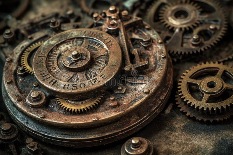 Steampunkinspired Gear Wheels Embedded in a Clockwork Mechanism, Set ...