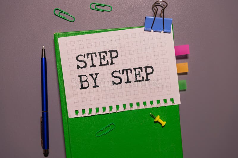 Concept Step by Step Text Written on Wooden Blocks on a Dark Background ...