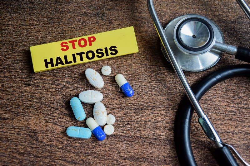 Concept of Stop Halitosis Write on Sticky Notes on Wooden Table Stock ...