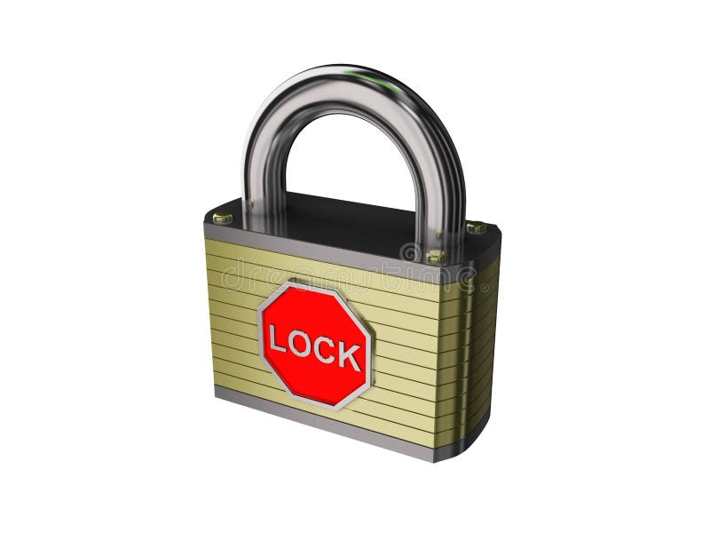 Concept Stop Lock Isolated Over White Stock Illustration - Illustration ...