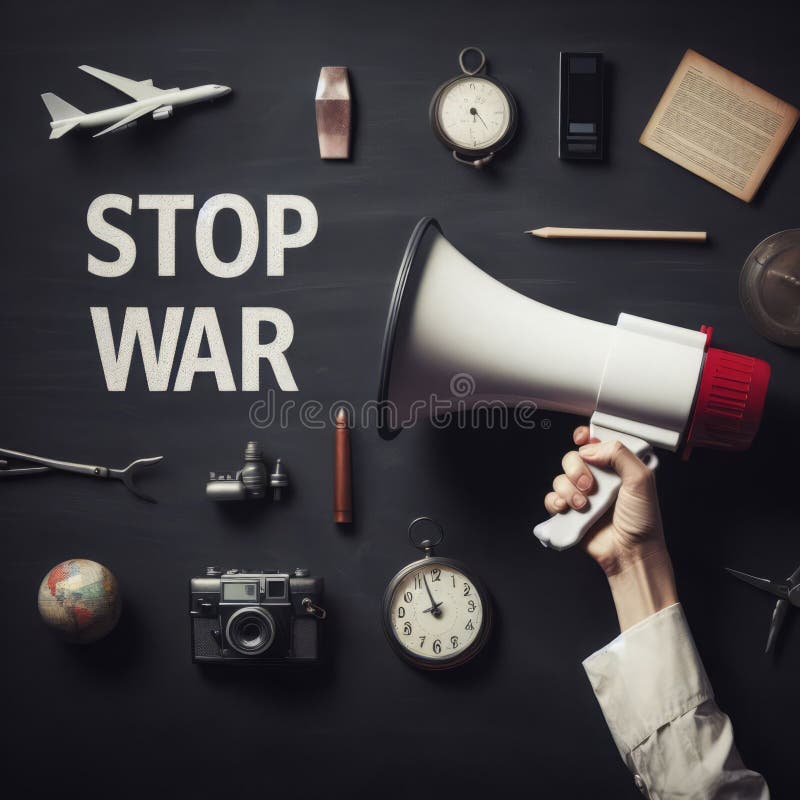 Concept "STOP WAR" Hand Symbol Peace and Text on Chalkboard Background ...