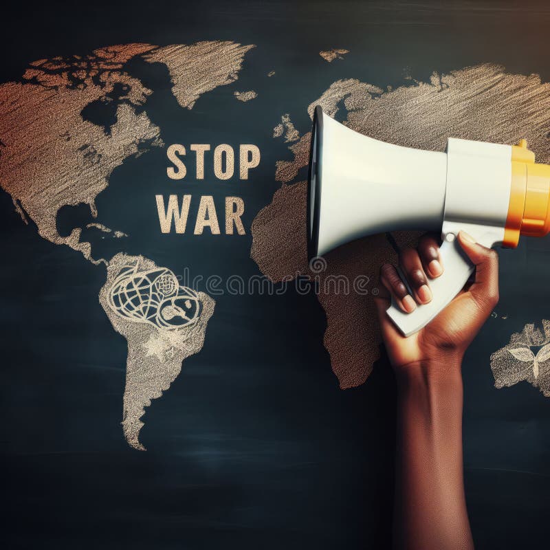 Concept "STOP WAR" Hand Symbol Peace and Text on Chalkboard Background ...