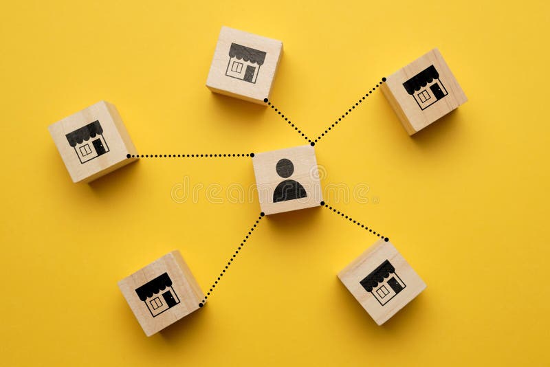 Concept of Store Chain Manager with Icons on Wooden Cubes Stock Image ...