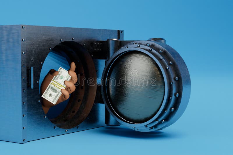 The Concept of Storing Cash in a Safe. Hand with Paper Dollars in an ...