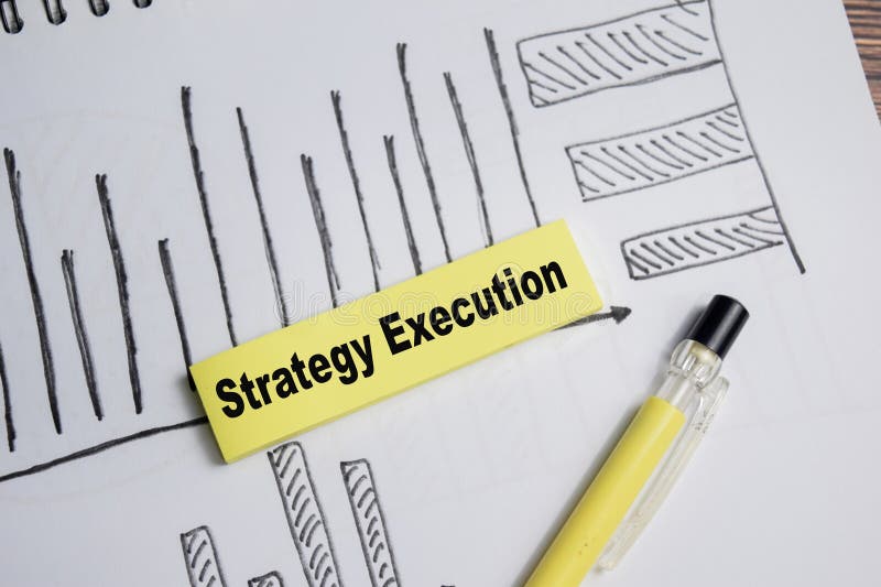 Concept of Strategy Execution and Charts Write on Sticky Notes Isolated ...