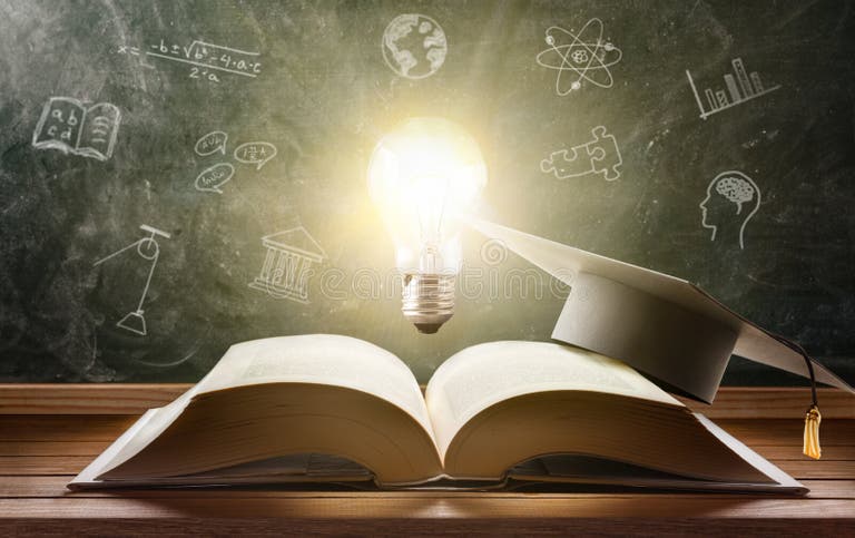 Concept of Study in Education with Book an Illuminated Lightbulb Stock ...
