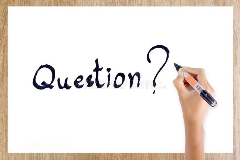 Concept Study, Human Hands Wrote Question on White Paper with a Black ...