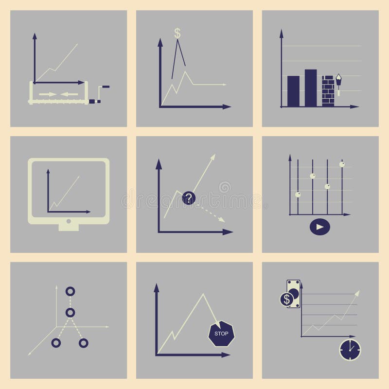 Concept of Stylish Flat Design Icons Graph Stock Vector - Illustration ...