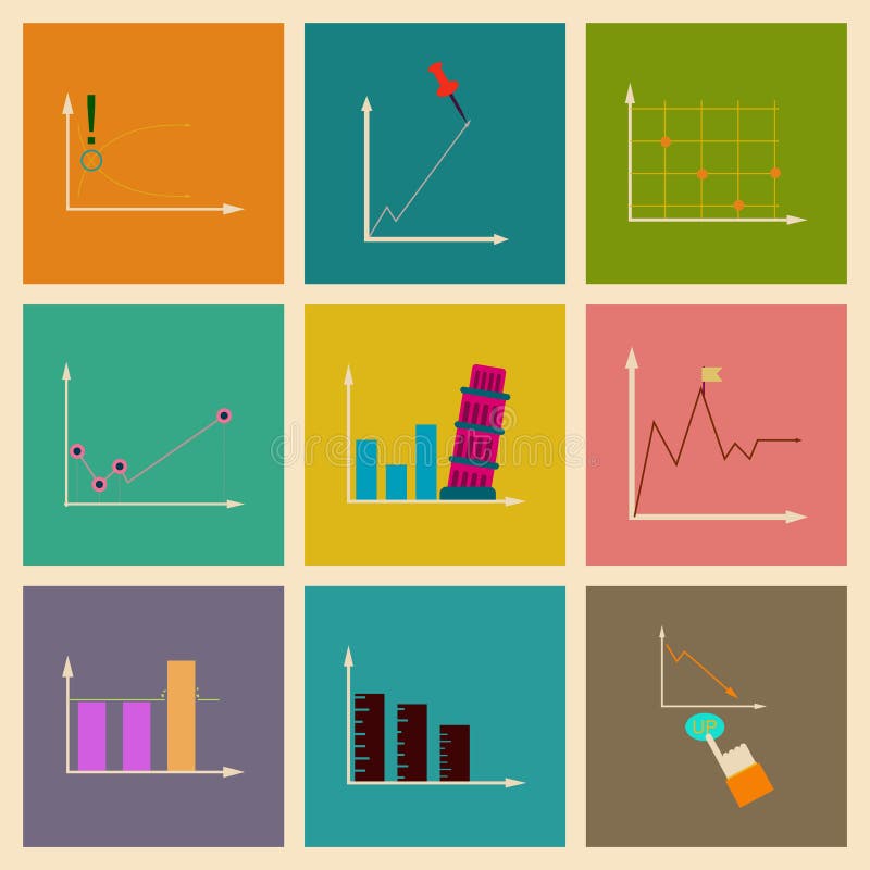 Concept of Stylish Flat Design Icons Graph Stock Vector - Illustration ...