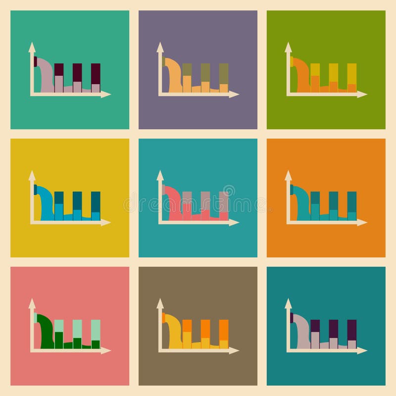 Concept of Stylish Flat Design Icons Graph Stock Vector - Illustration ...