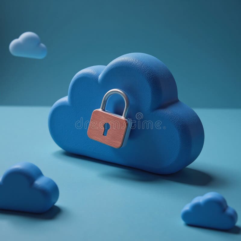 Stylized Cloud Icon Featuring a Secure Lock Symbol for Abstract ...