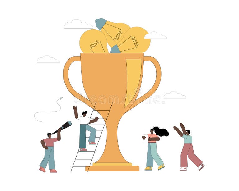 The Concept of Success. Teamwork for a Trophy, a Gold Cup Stock ...