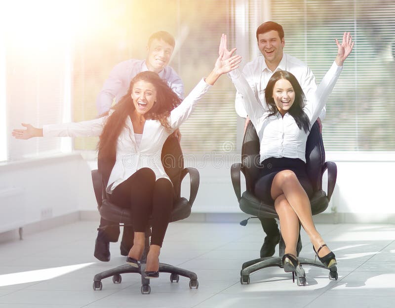 Enthusiastic Business Team in Office Stock Image - Image of friendly ...