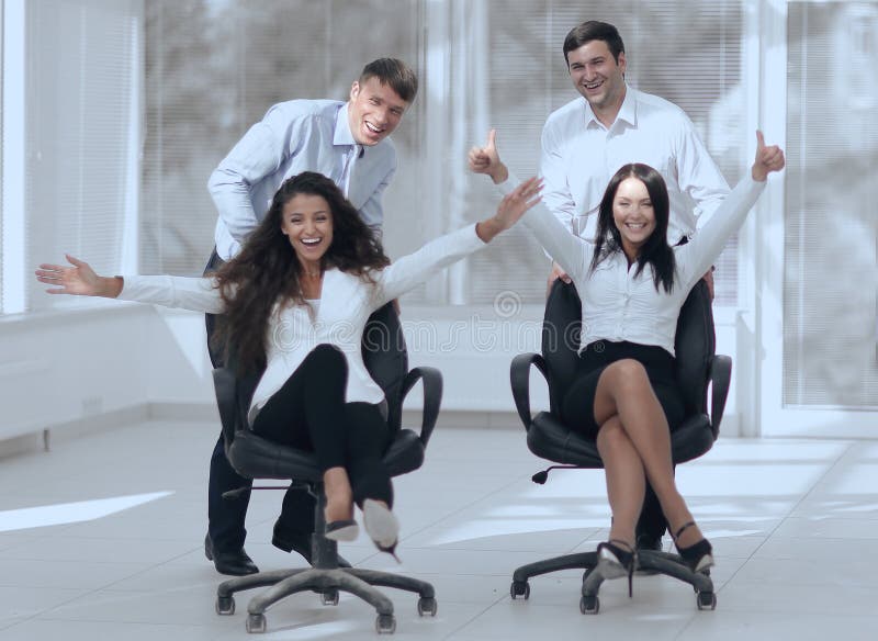 Enthusiastic Business Team in Office Stock Photo - Image of formalwear ...