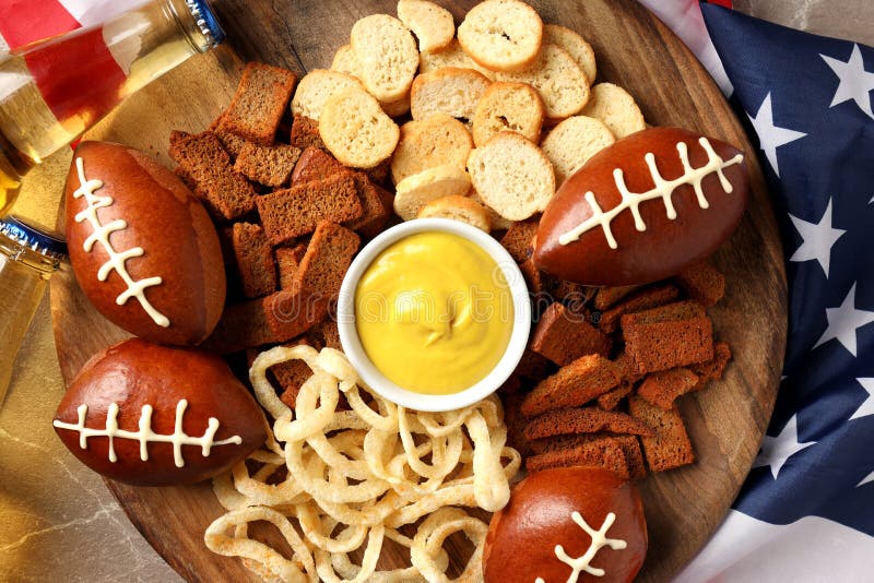 Concept of Super Bowl Snacks Close Up Stock Photo - Image of american ...